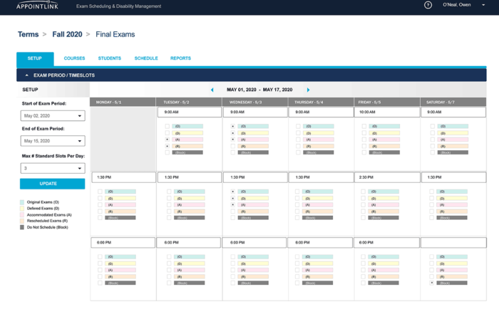 Exam Scheduling – AppointLink – Higher Education Power Tools